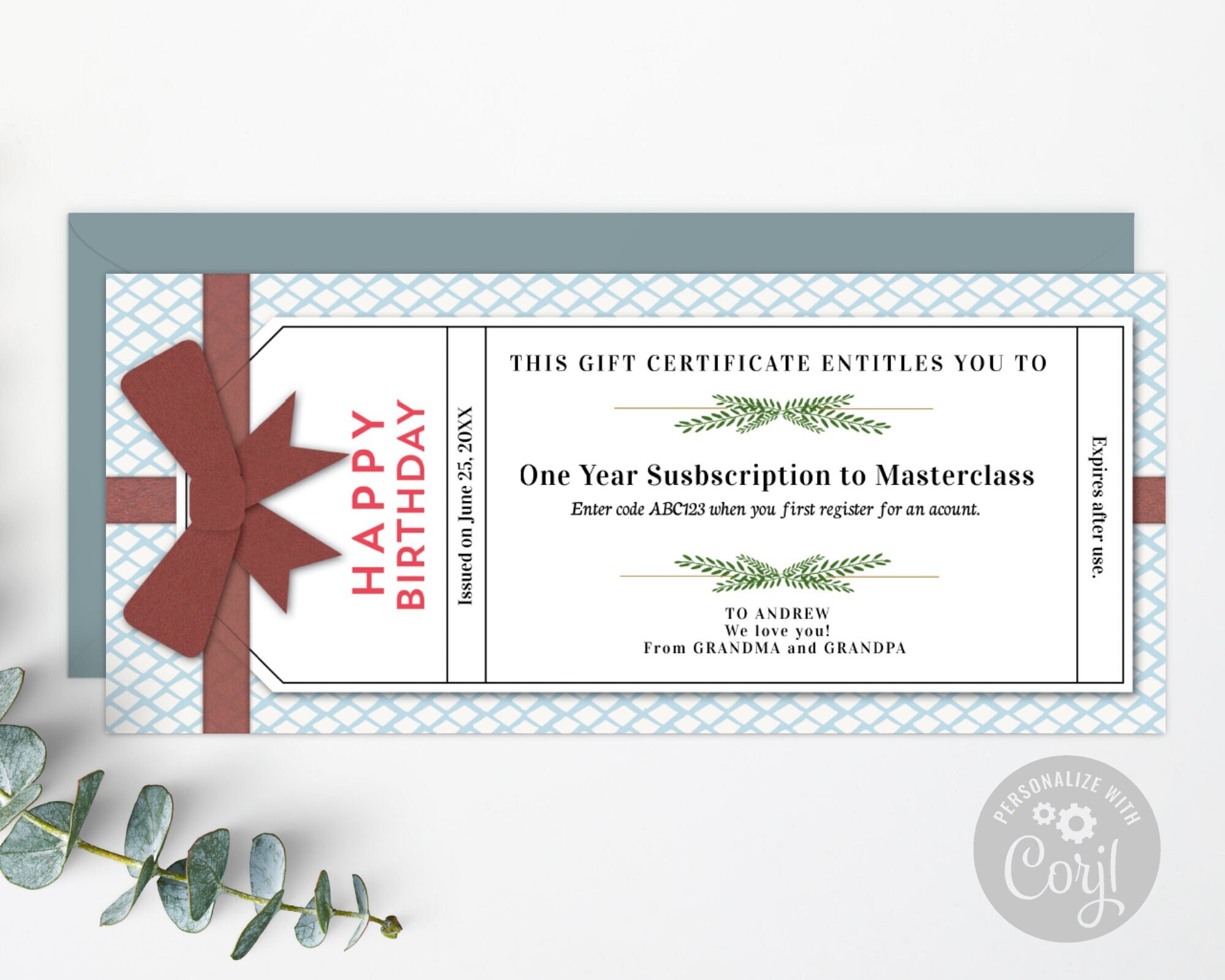 Happy Birthday Gift Certificate Template / Editable Birthday - Etsy