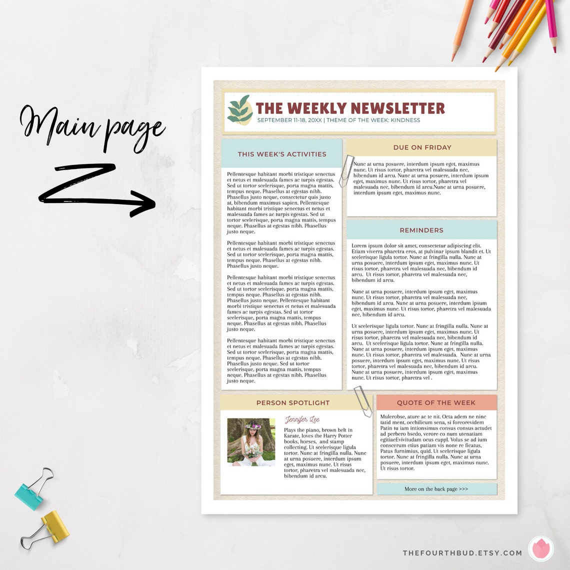 A4 Editable Class Newsletter Template for Office, Organization, School ...
