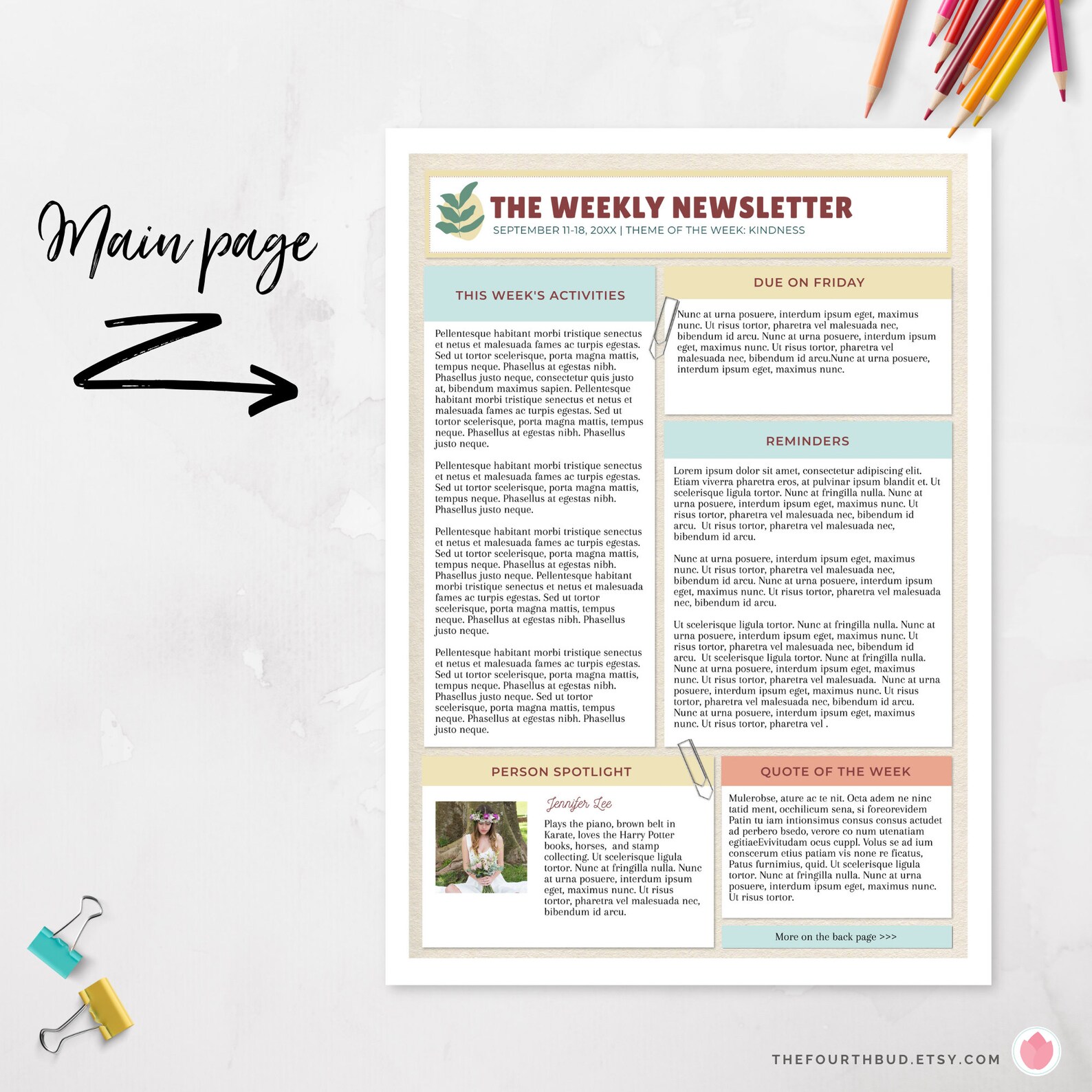 A4 Editable Class Newsletter Template Two Pages - Office, Organization ...