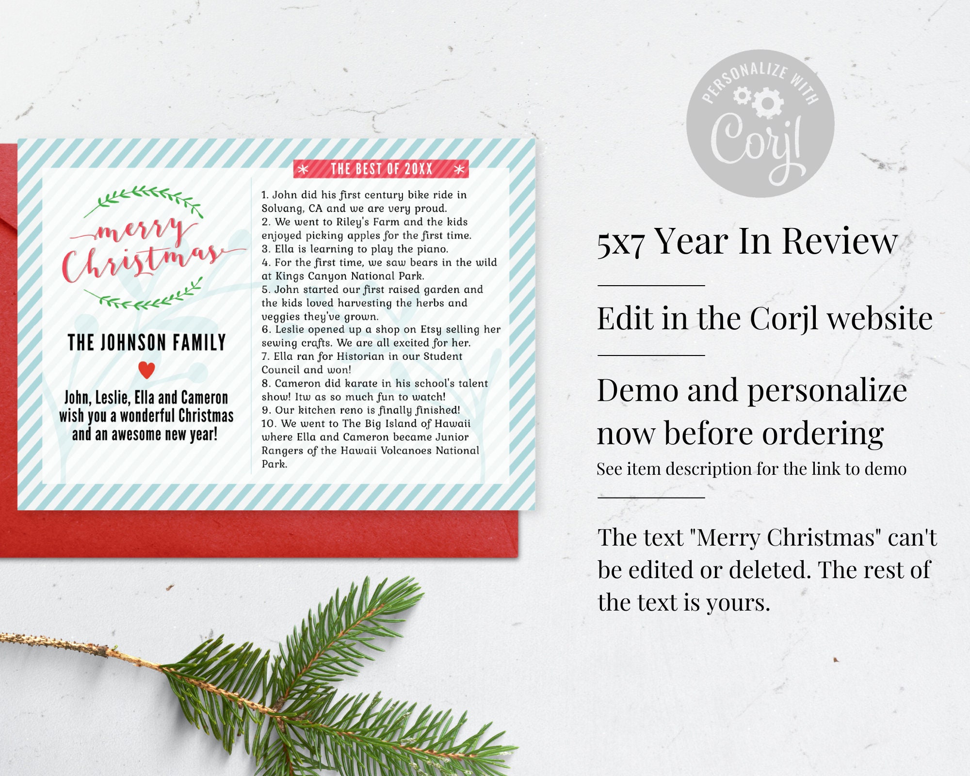 Christmas Card and Newsletter Template / Editable 5x7 Family Christmas ...