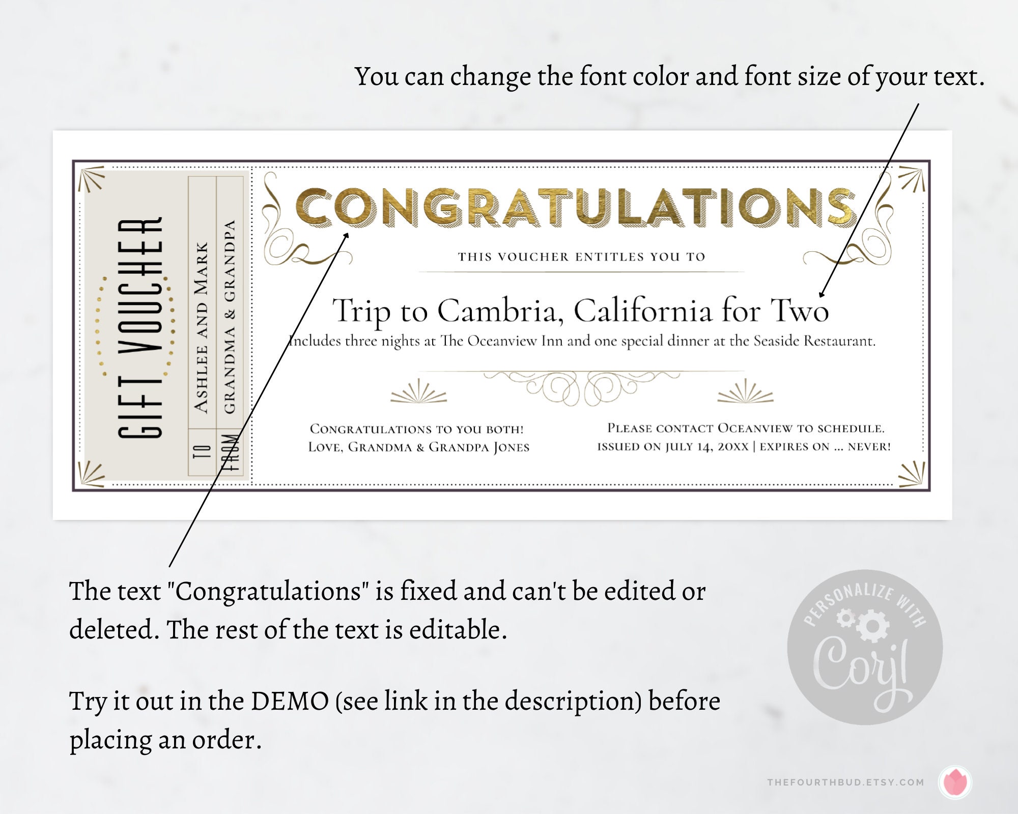 Elegant Congratulations Gift Certificate Template for - Etsy Australia