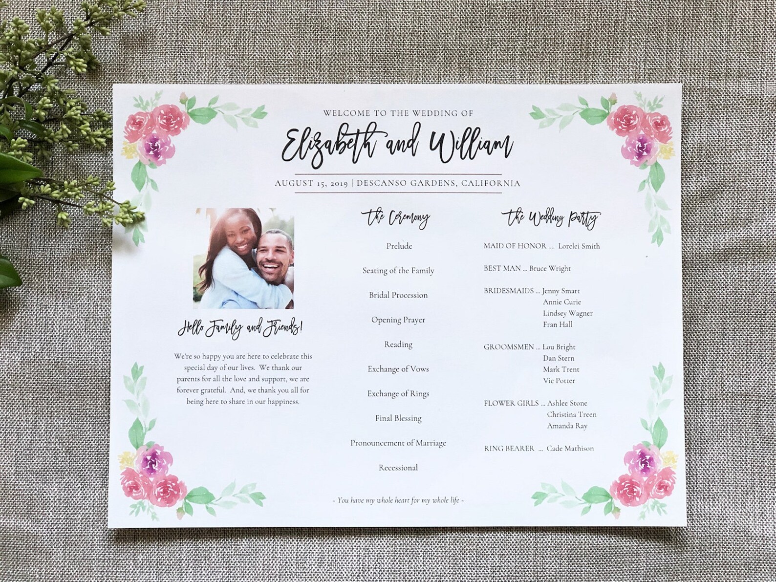 Wedding Program / Wedding Anniversary /Program Template in PDF | Etsy