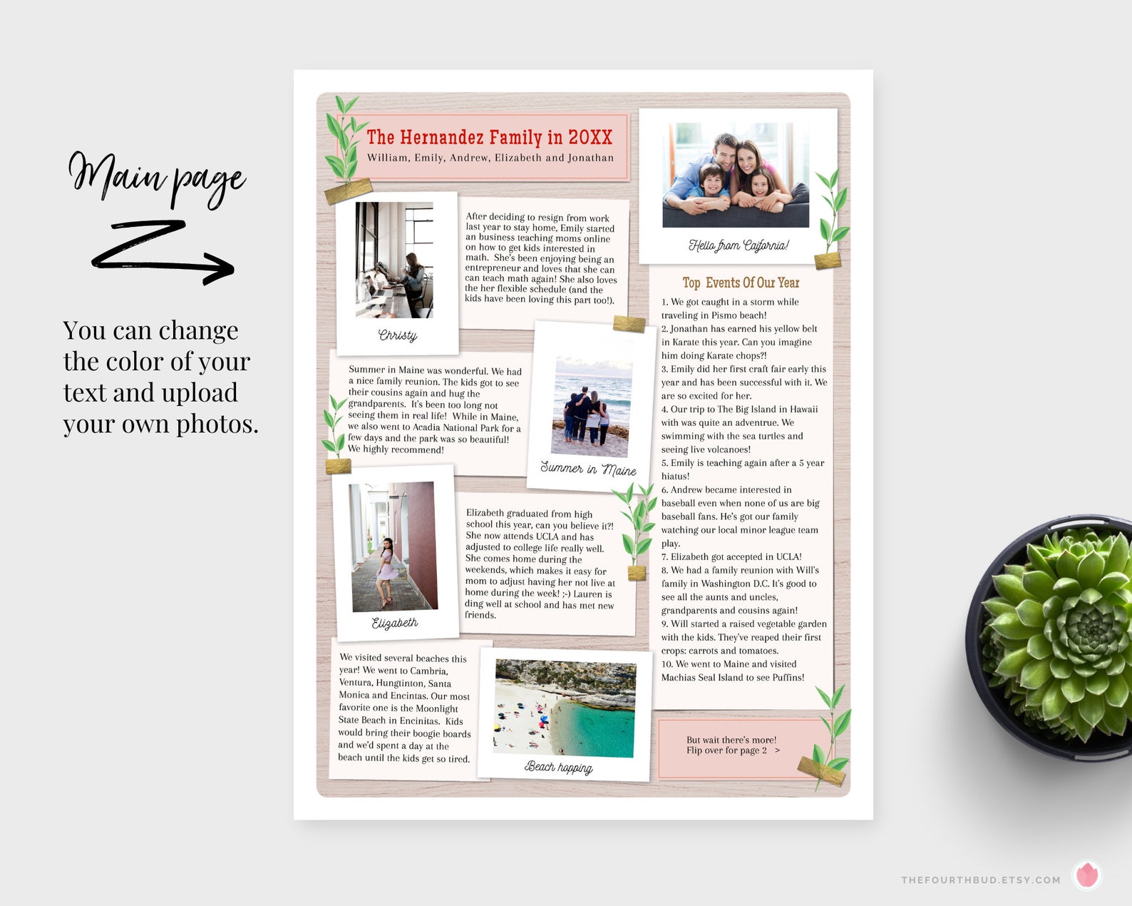 Family Newsletter Template Two Pages / Photo Journal Scrapbook ...
