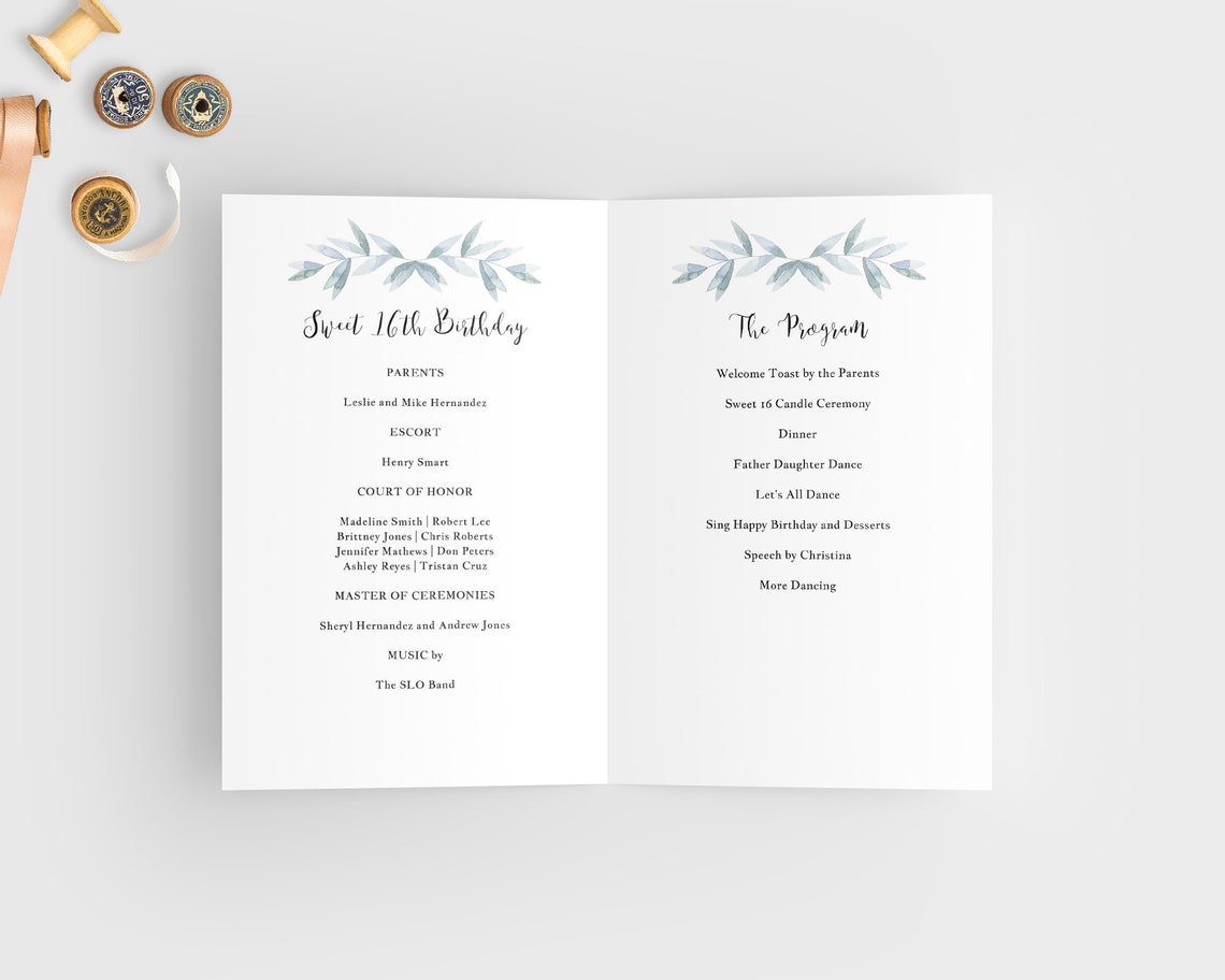 Sweet 16 Party Program Template