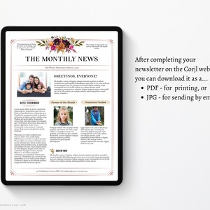 Fall Winter Newsletter Template One Page With Photos / - Etsy