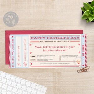Fun Father's Day Gift Voucher Template - Editable Event Ticket Voucher ...