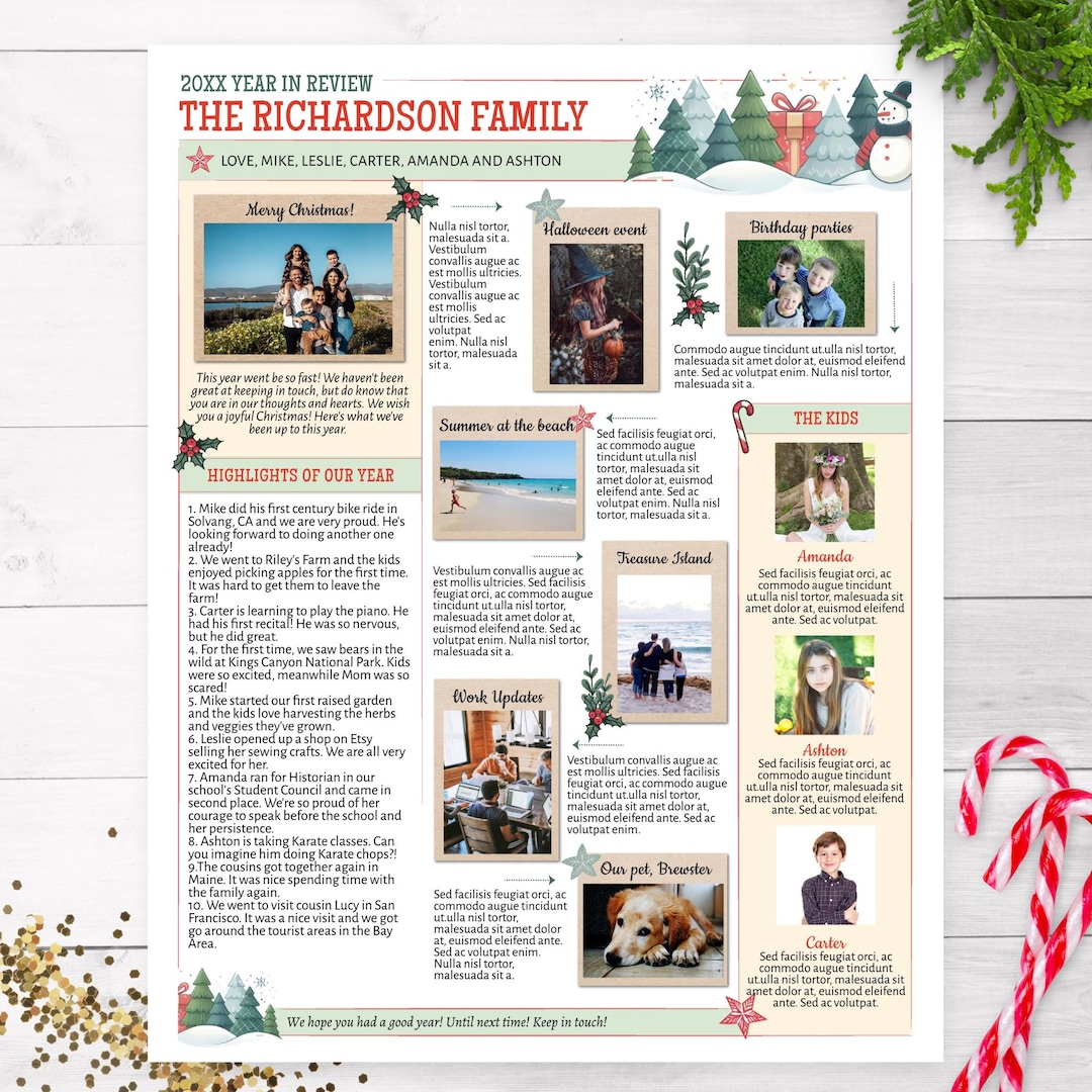 Scrapbook Style Christmas Newsletter Template: Family Year in Review ...