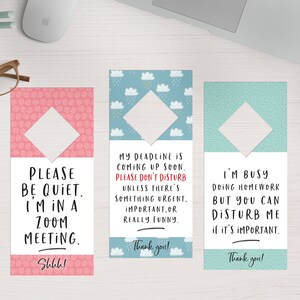 Do Not Disturb Door Hangers for Students / Printable Online School or ...