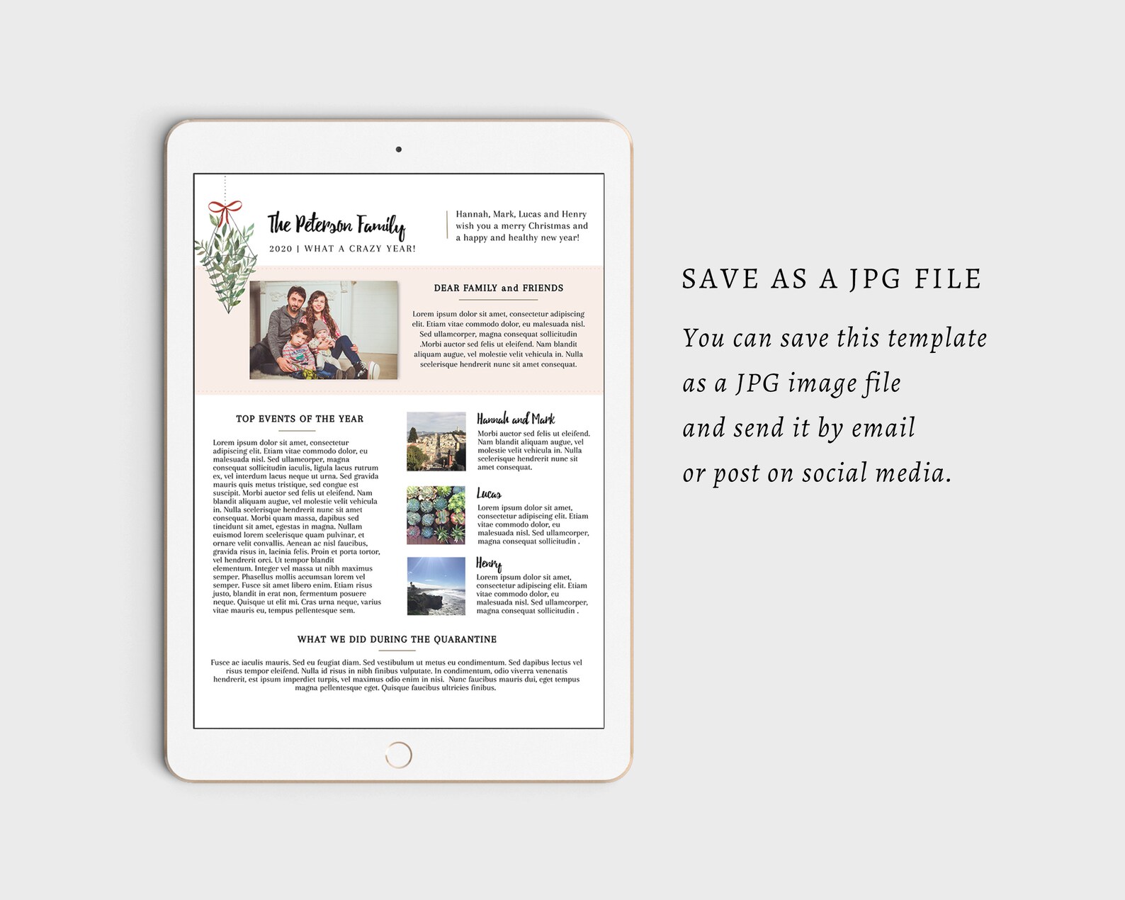 Year In Review Newsletter Two Pages / Family Christmas | Etsy