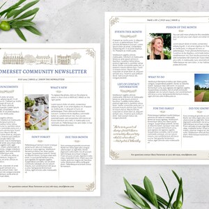 Elegant Newsletter Template Two Pages / Editable Community, Home ...