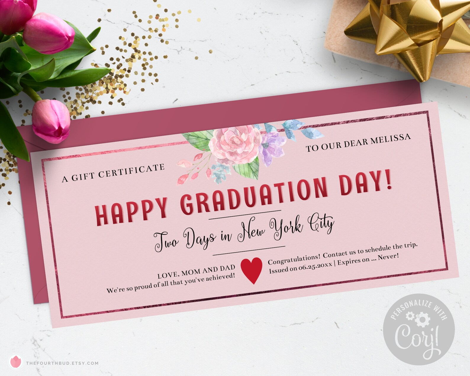 Happy Graduation Gift Certificate Template: Editable Graduation Day ...