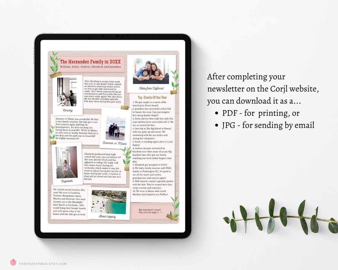Family Newsletter Template Two Pages / Photo Journal Scrapbook - Etsy