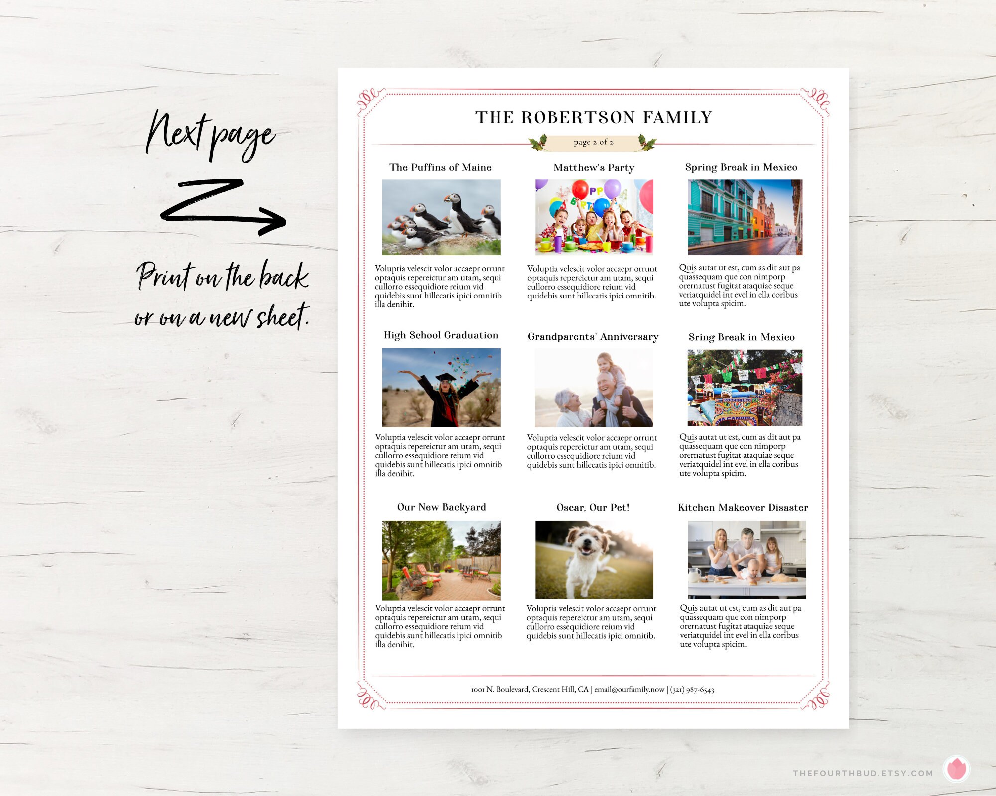 Holly Floral Christmas Newsletter Template: Family Year in Review ...