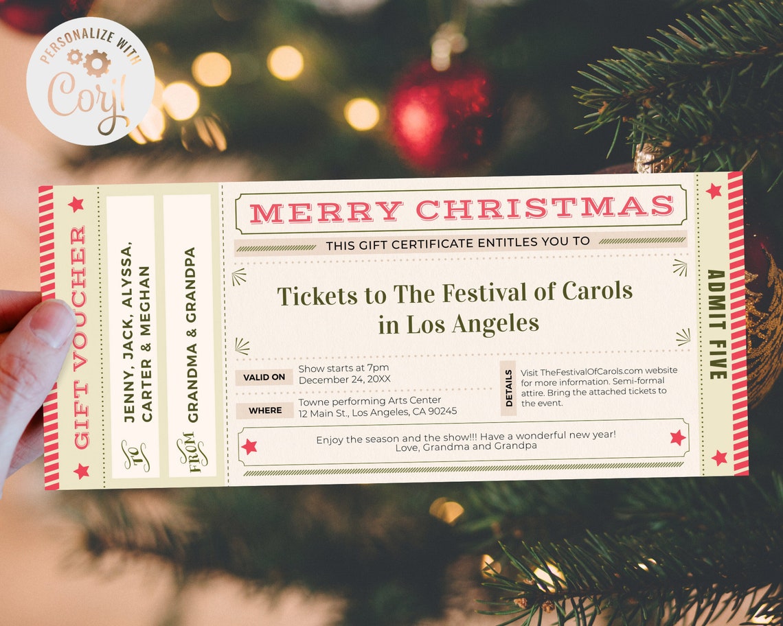 Fun Christmas Gift Voucher Template / Editable Event Ticket - Etsy