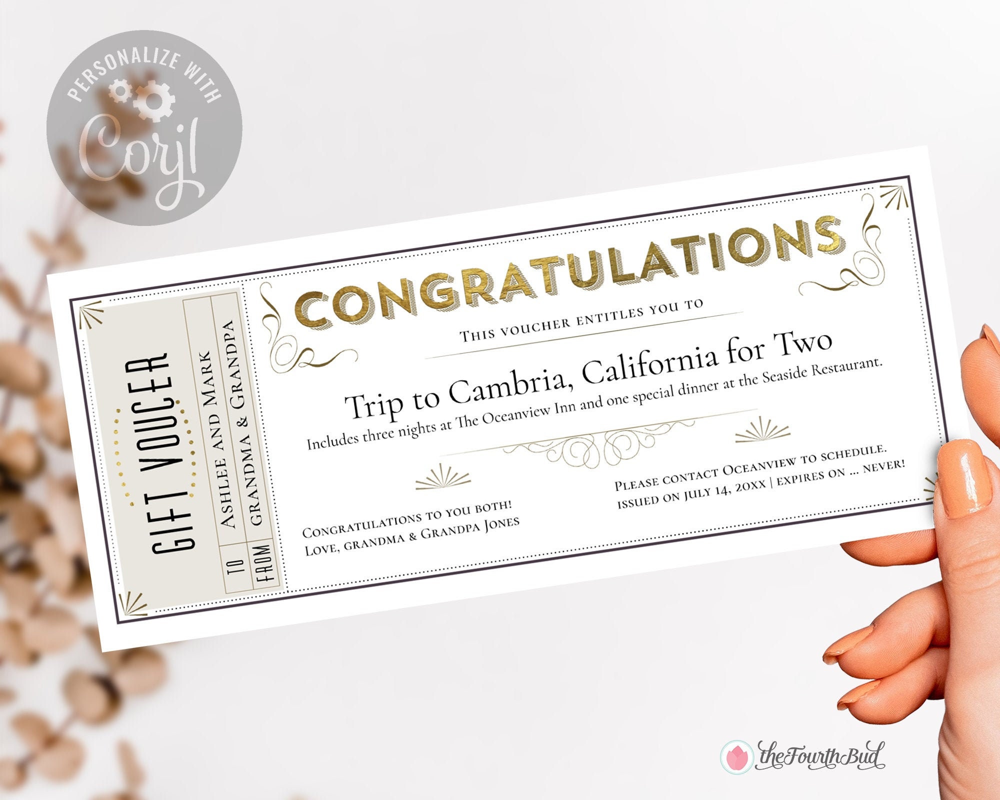 Elegant Congratulations Gift Certificate Template / Editable | Etsy
