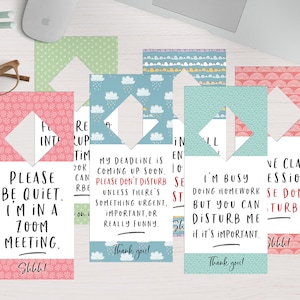 Do Not Disturb Door Hangers for Students / Printable Online School or ...