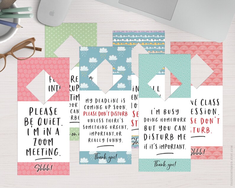 Do Not Disturb Door Hangers for Students / Printable Online School or ...