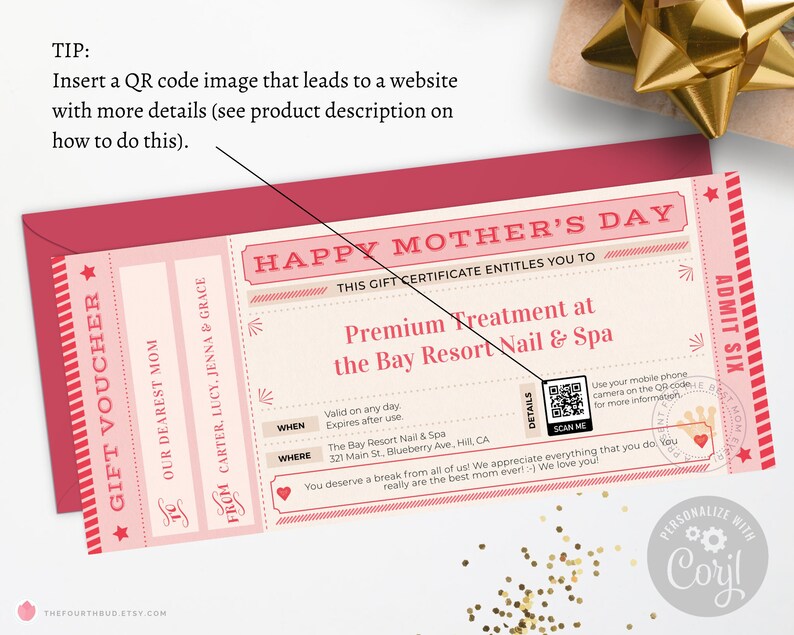 Lovely Mother's Day Gift Voucher Template / Editable - Etsy