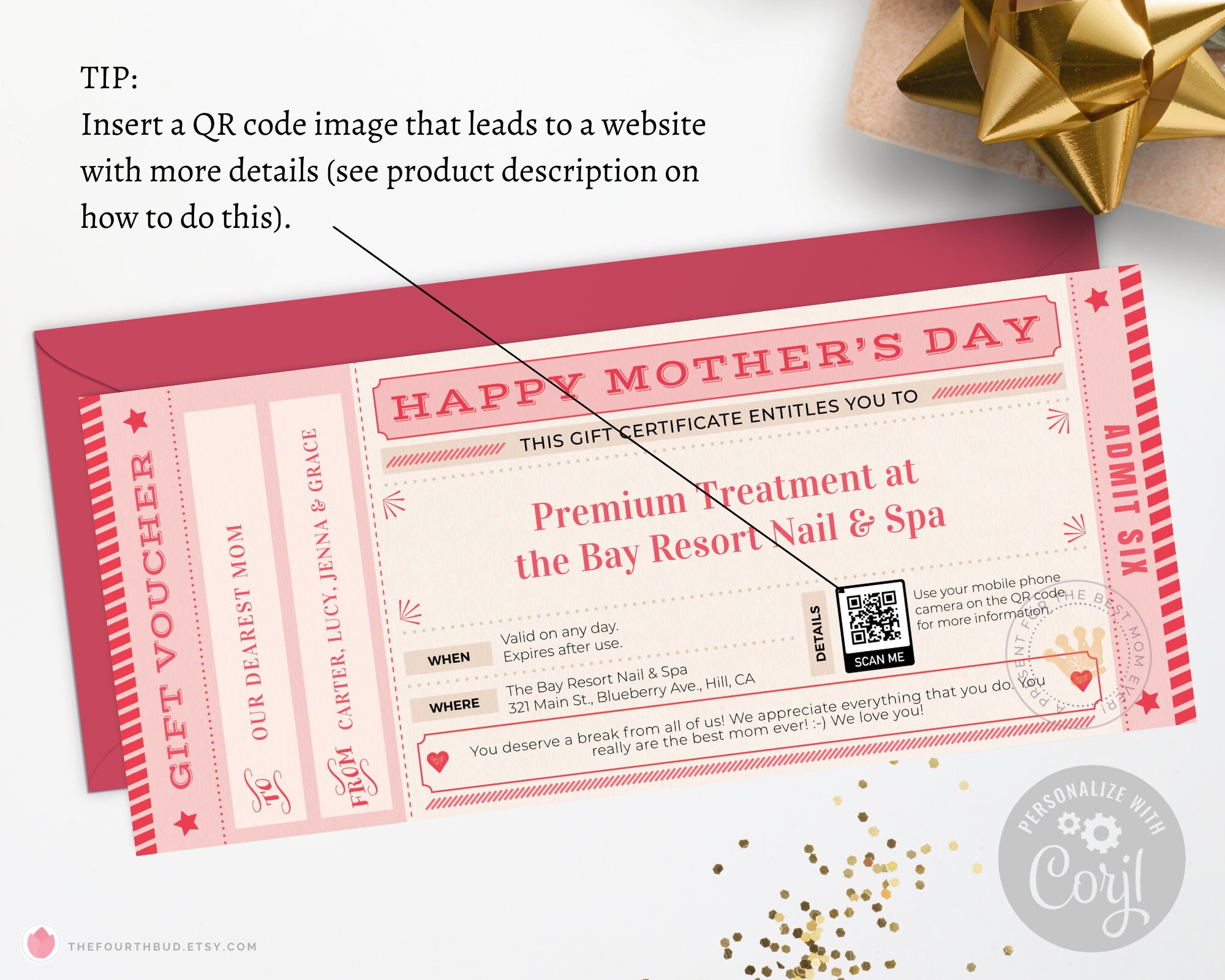 Lovely Mother S Day Gift Voucher Template Editable Etsy