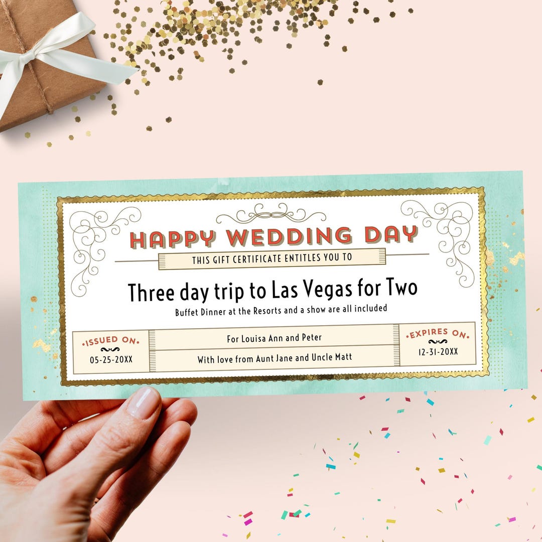 Editable Wedding Gift Certificate Template: Fun and Creative Coupon Voucher (CORJL) - Etsy