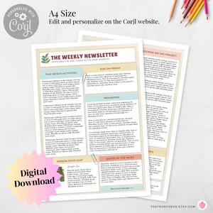 A4 Editable Class Newsletter Template for Office, Organization, School ...
