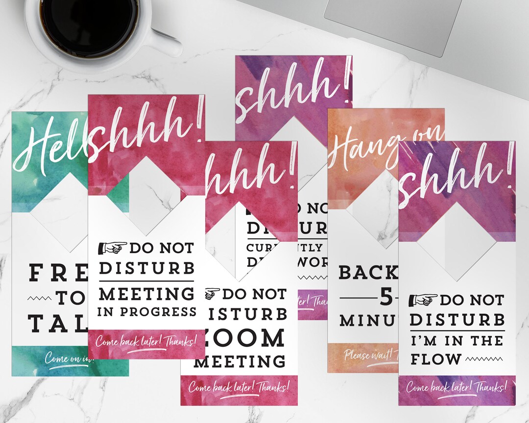 Zoom Sign / Printable Door Hangers / Set of 6 Work at Home Door Hanger ...