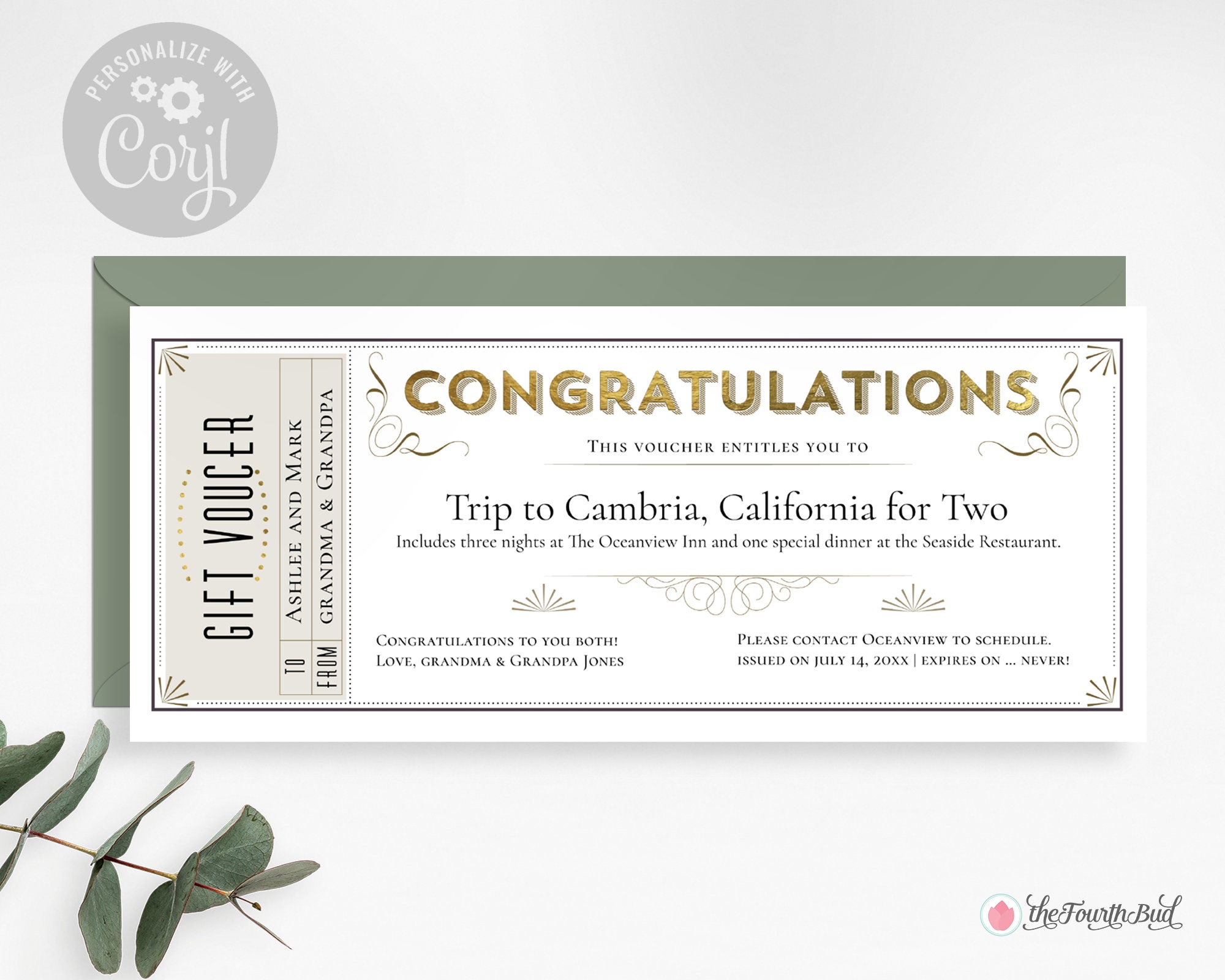 Elegant Congratulations Gift Certificate Template / Editable | Etsy