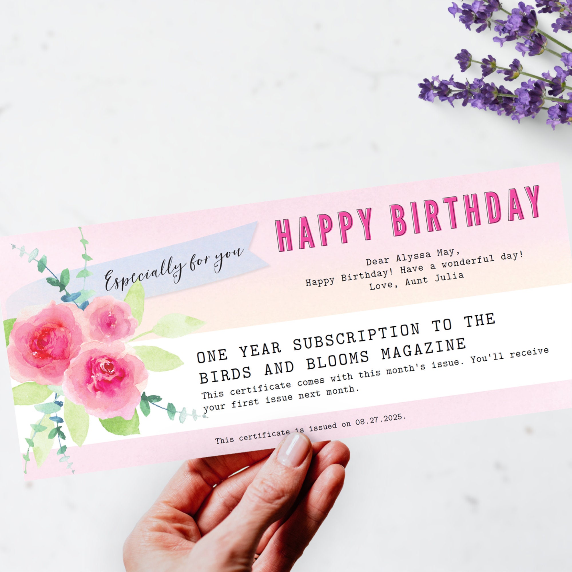 Magazine Subscription Gift Certificate Template