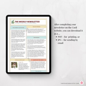 A4 Editable School Newsletter Template in US Letter ( CORJL, Notes) - Etsy