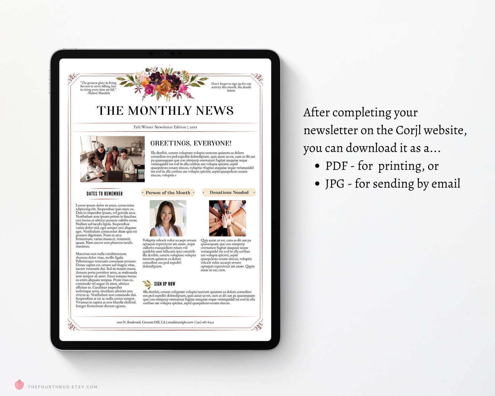 Fall Winter Newsletter Template One Page With Photos / - Etsy