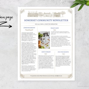 Elegant Newsletter Template Two Pages / Editable Community, Home ...
