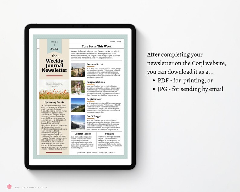 Editable Newsletter Template for Church, Organization, Office, Family ...