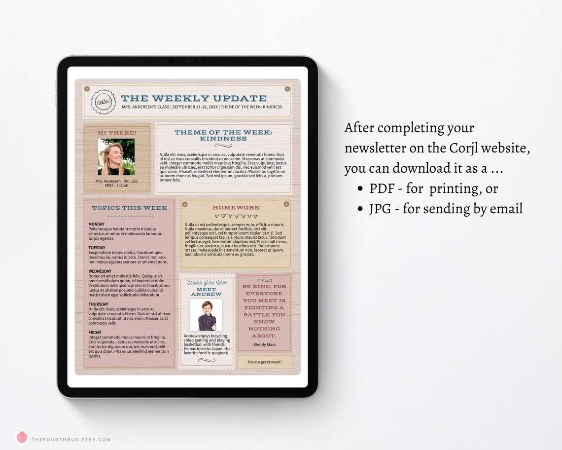 Editable Teacher Newsletter Template One Page / for Class, School ...