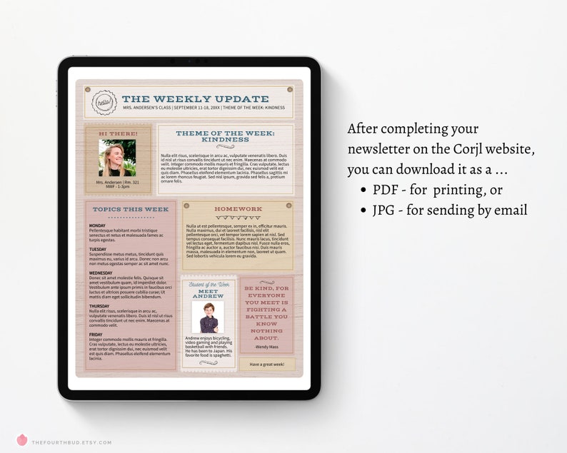 Editable Teacher Newsletter Template One Page / for Class, School ...