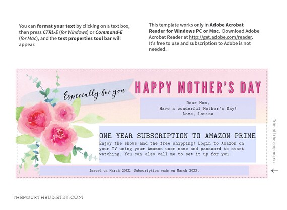 Paper Red Roses Editable Award for Mothers Day Digital Download ...