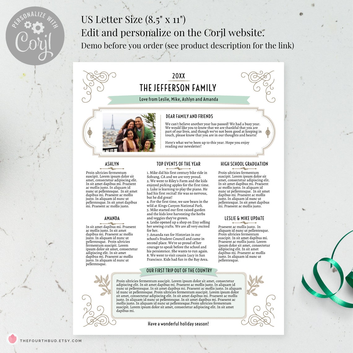 Editable Newsletter Template US Letter: Year in Review, Office, or ...