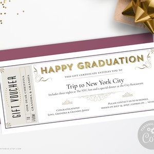 Editable Graduation Gift Certificate Template: Elegant Voucher With ...