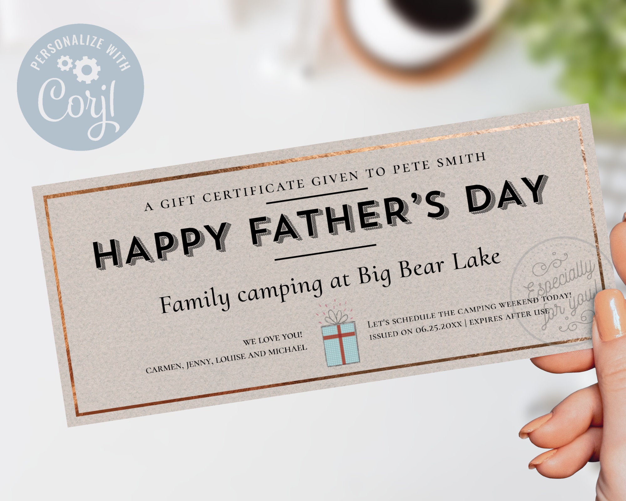 Father's Day Gift Certificate Template / Editable Gift - Etsy