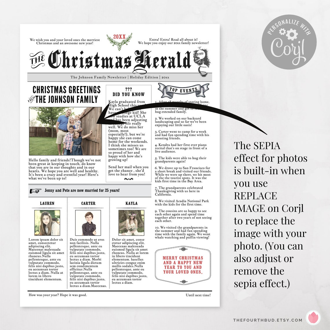 A4 Family Christmas Newsletter Template With an Old Newspaper Style ...