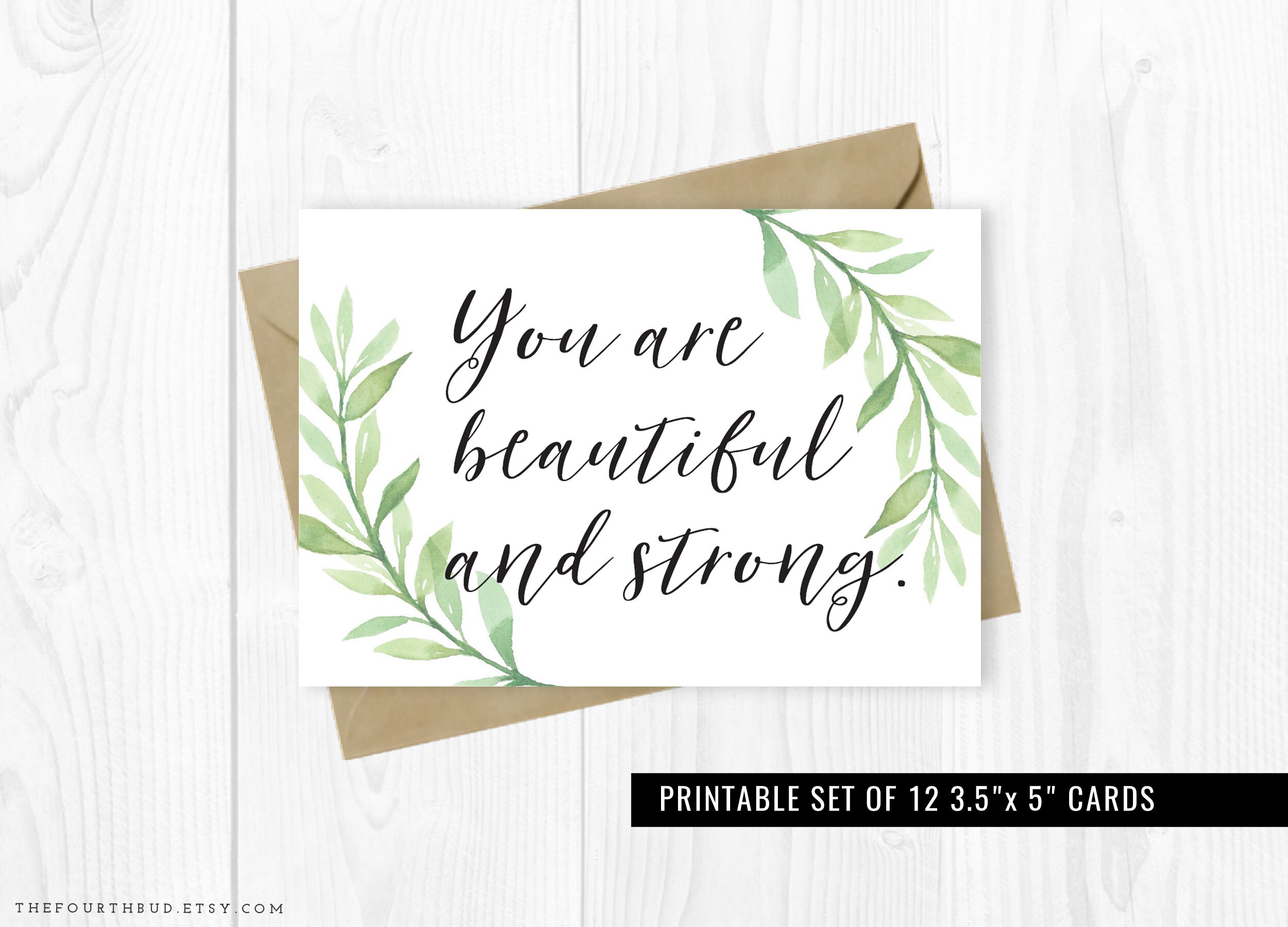 Set of 12 Printable Strength Note Cards / 3.5 X 5 Motivational and ...