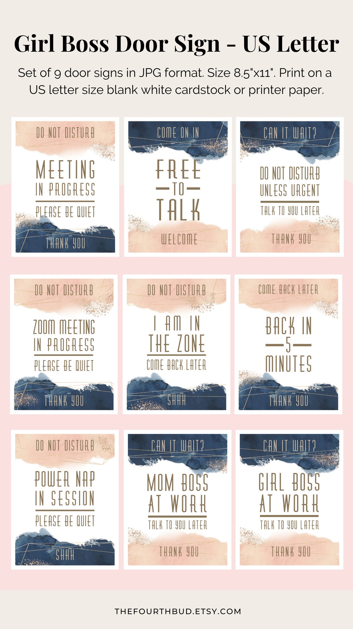 Set of 9 Do Not Disturb Door Signs for the Girl Boss / - Etsy