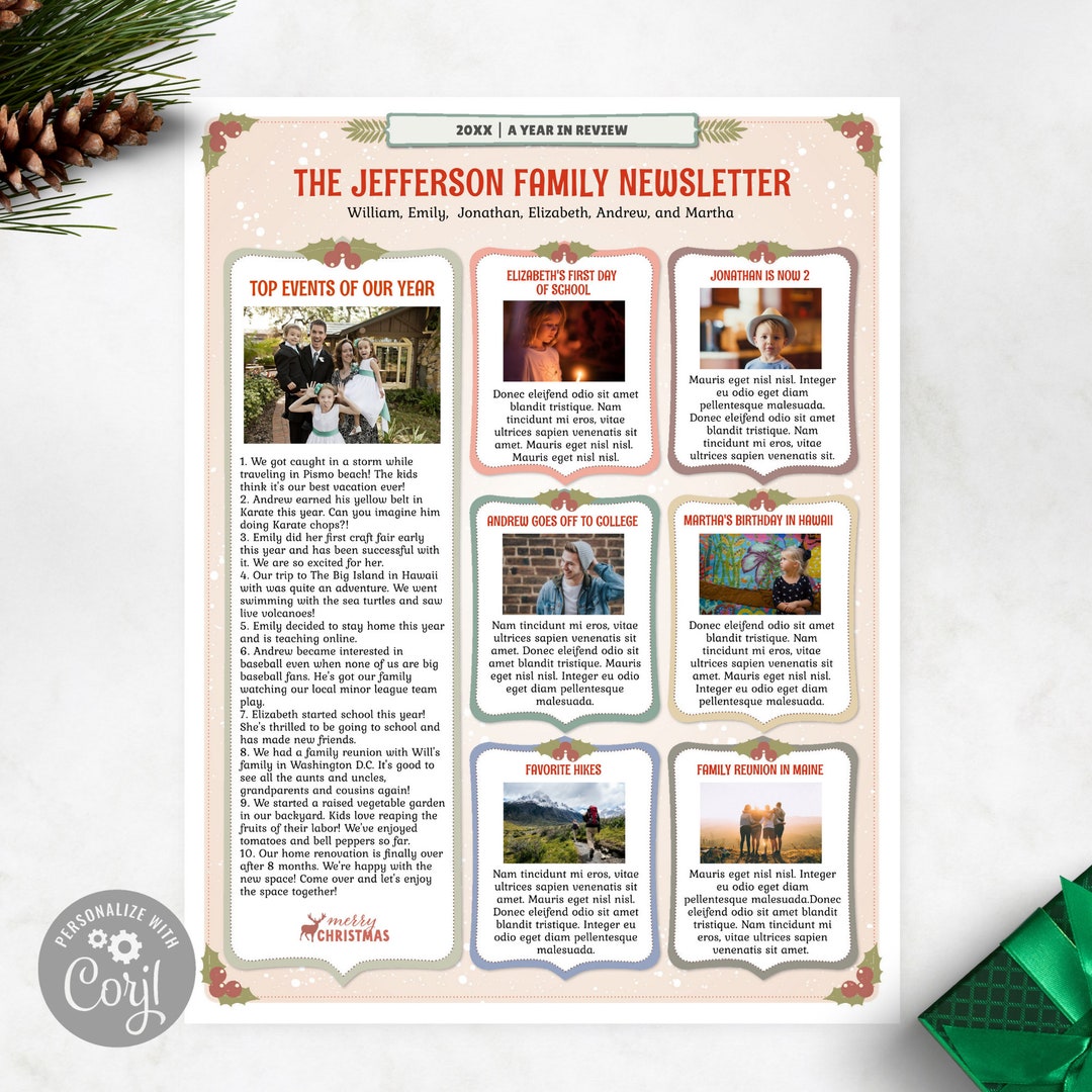 Editable Family Christmas Newsletter Template One Page / Fun and ...