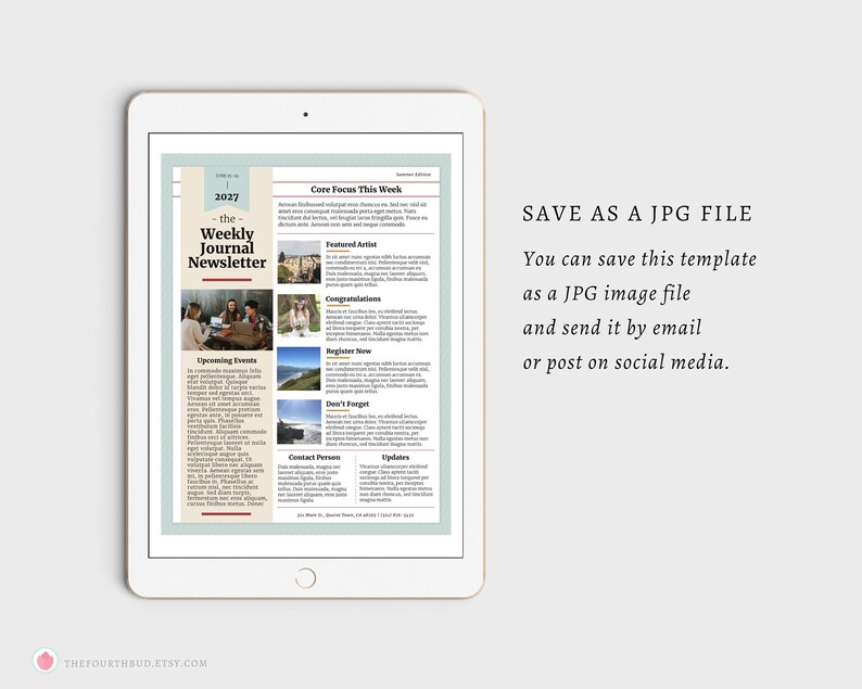 Newsmagazine Newsletter Template Two Pages / Editable Family | Etsy
