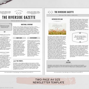 Editable Newsletter Template With Two Pages: Traditional Gazette ...