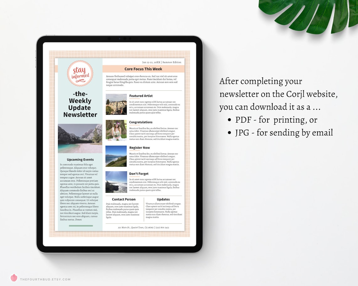 Beautiful, Fun Newsletter Template for Church, Organization, Family or ...