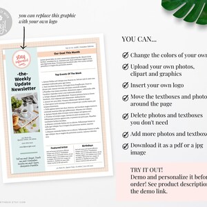 Beautiful, Fun Newsletter Template for Church, Organization, Family or ...