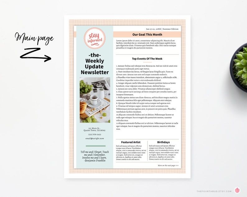 Editable Newsletter Template, Two Pages Office News and Updates (light ...