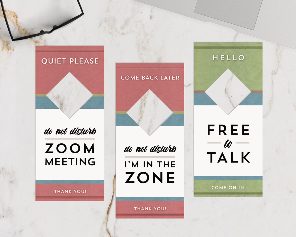 Zoom Sign Door Hangers Set of 10 / Printable Work at Home Door Hanger ...