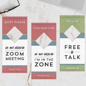 Set of 10 Printable Zoom Signs Door Hangers - Work at Home and Home ...