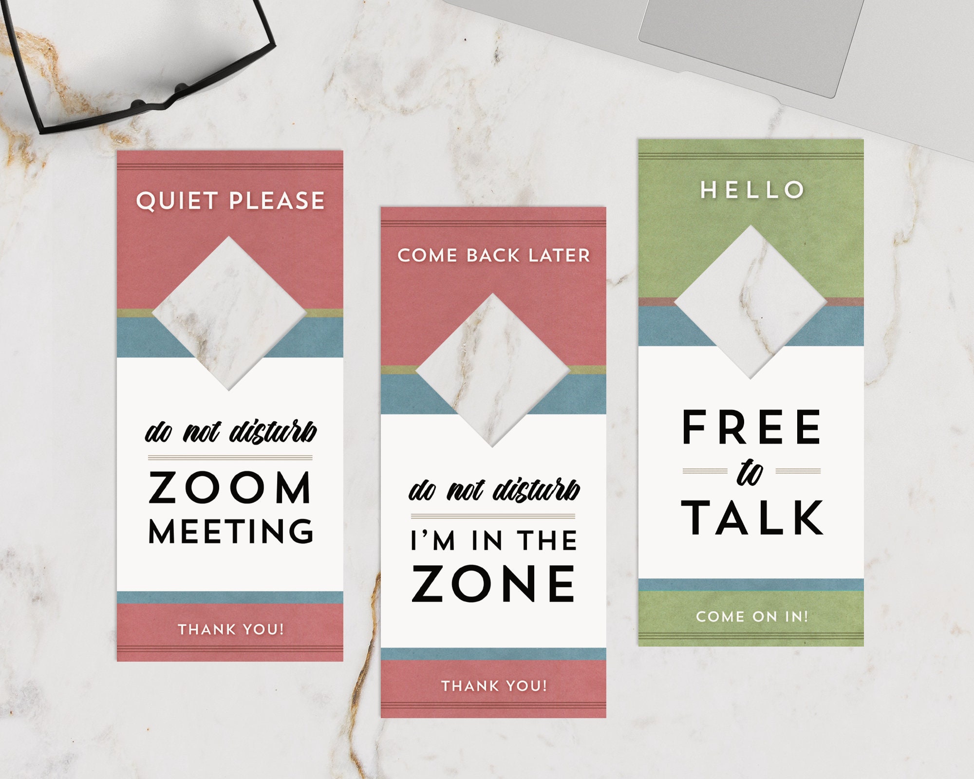 Zoom Sign Door Hangers Set of 10 / Printable Work at Home Door Hanger ...